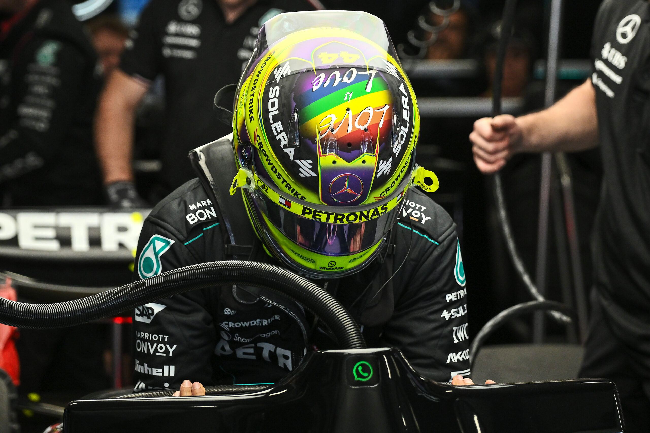 Lewis Hamilton’s Pride helmet sends LGBTQ love at Spanish GP - Outsports