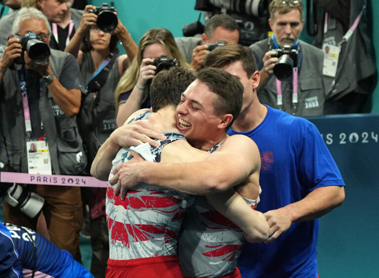 Bro hugs are one of the cool things at the Summer Olympics - Outsports