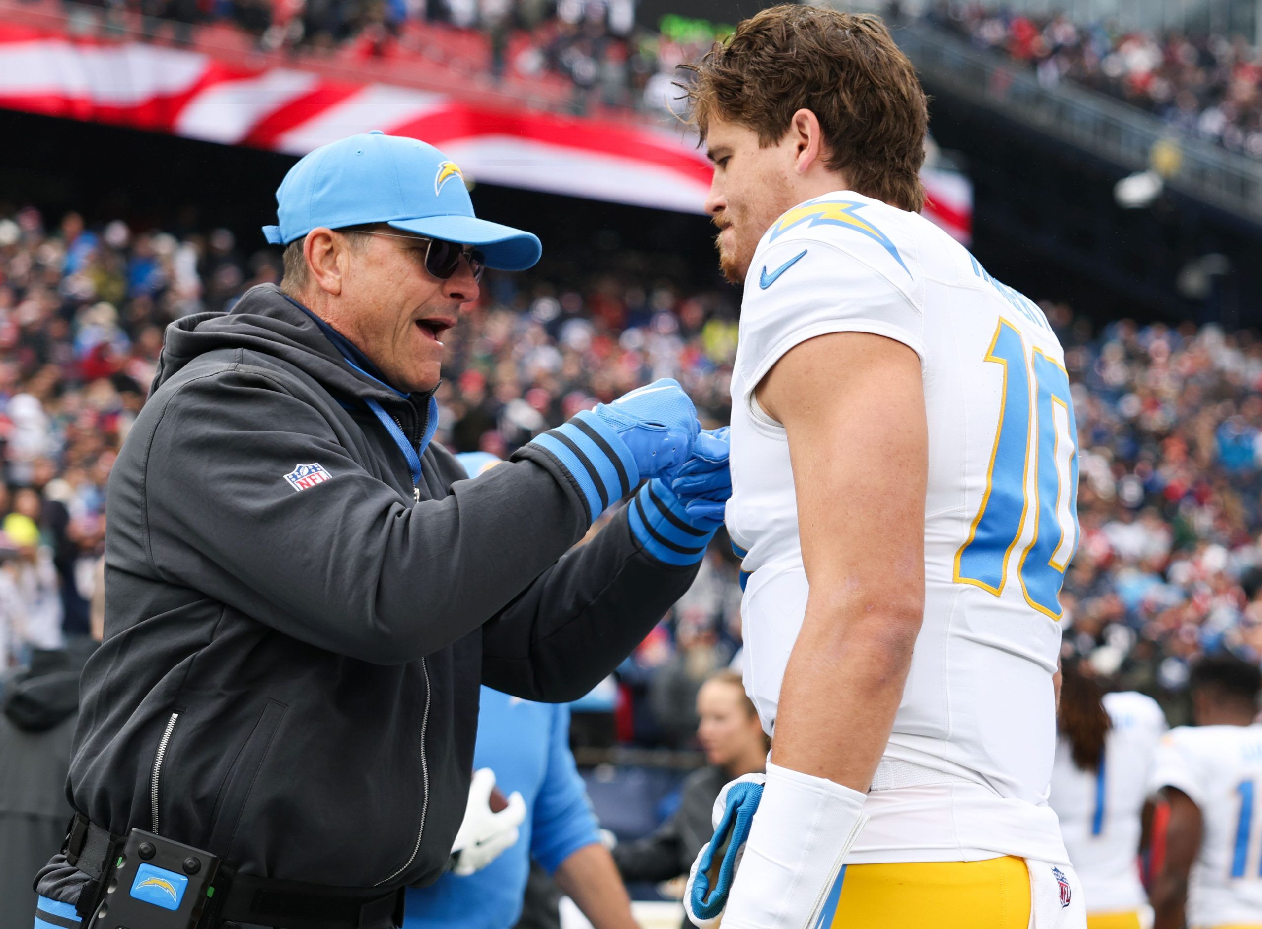 Jim Harbaugh continues his man crush on QB Justin Herbert - Outsports
